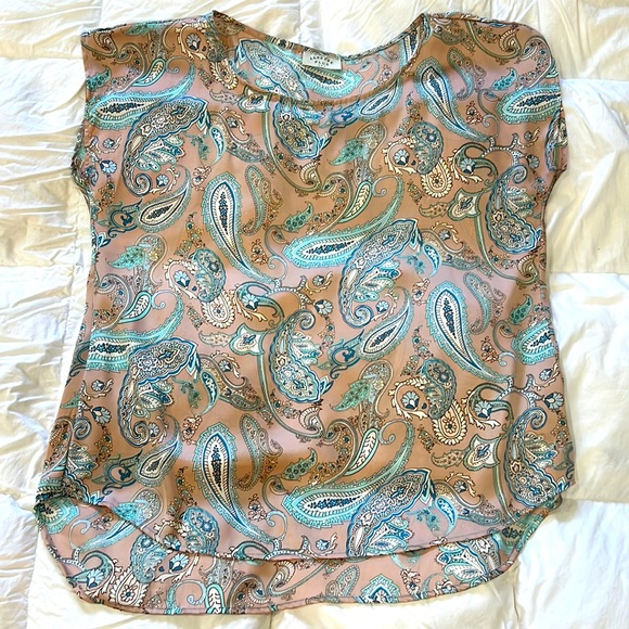 Janette Plus | Tops | Satin Paisley Print Top | Poshmark